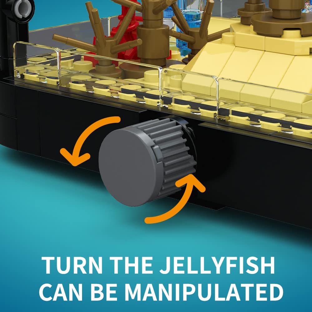 Mesiondy Fish Tank Building Block Set with Light,Aquarium,Marine Jellyfish, Building Block Toy for Kids 6, Home Decor