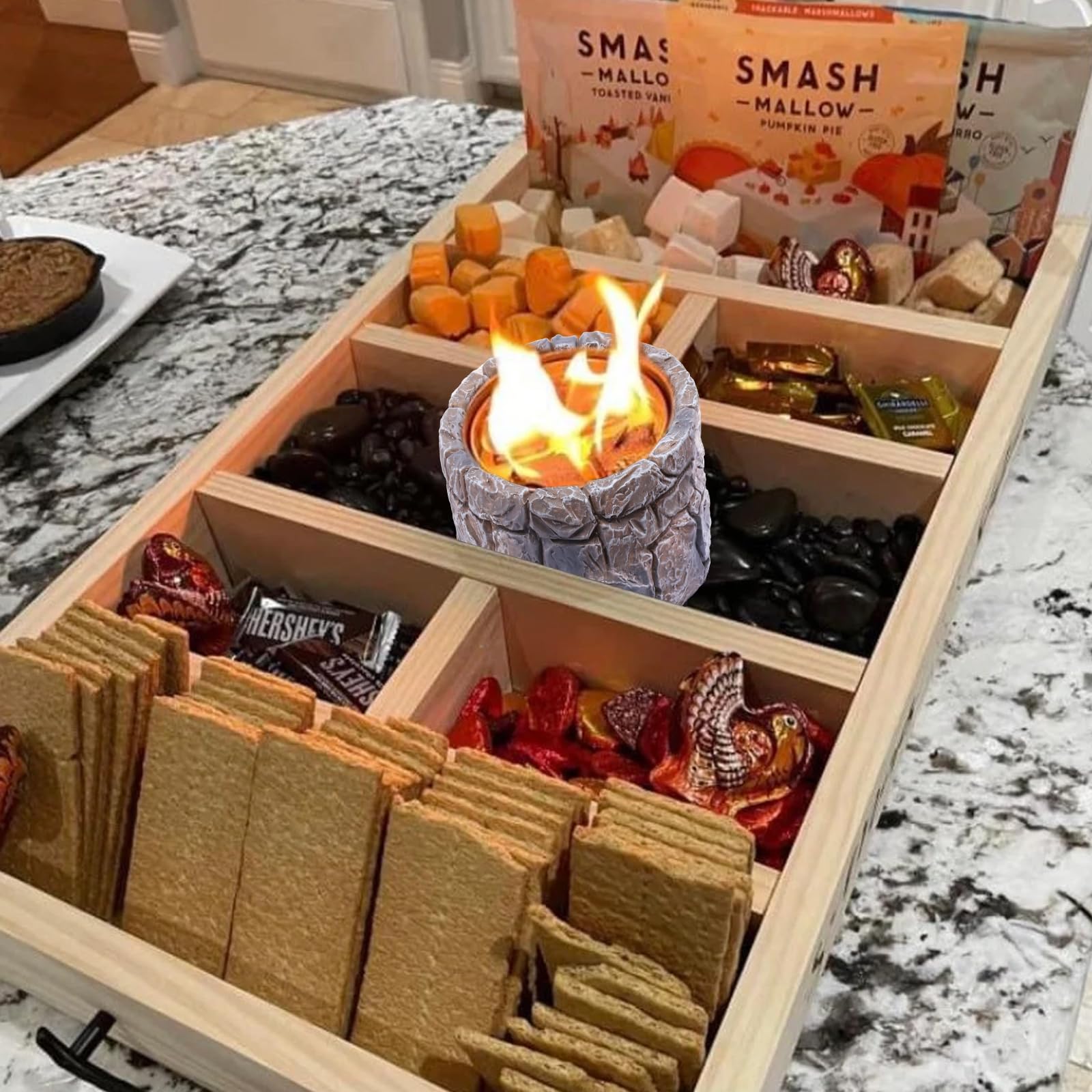 neexan Table top Fire Pit, Concrete Mini Fire Pit, Indoor Fire Pit Tabletop, Alcohol Ethanol Table Top Firepit, Long Burning, for Smores Maker Indoor & Outdoor Garden Decor