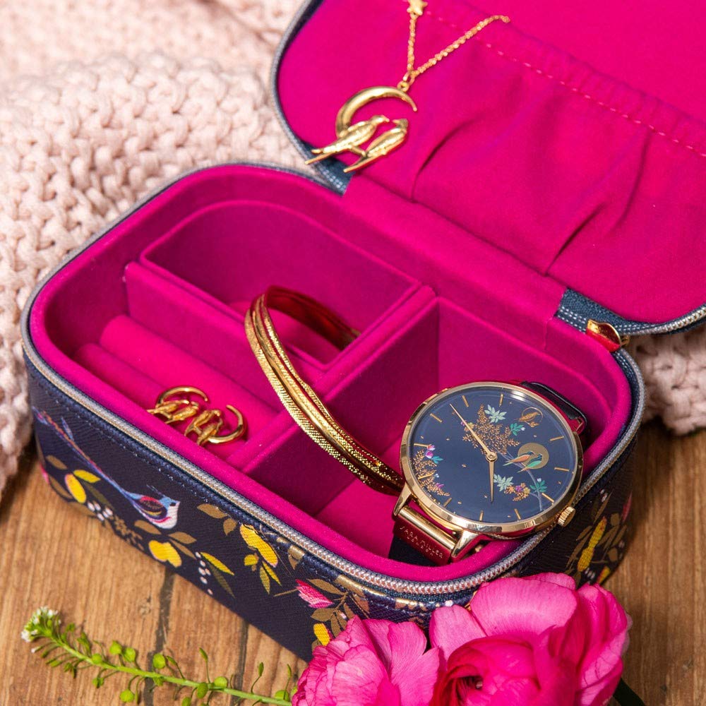 Sara Miller Navy Orchard Bird Jewellery Case