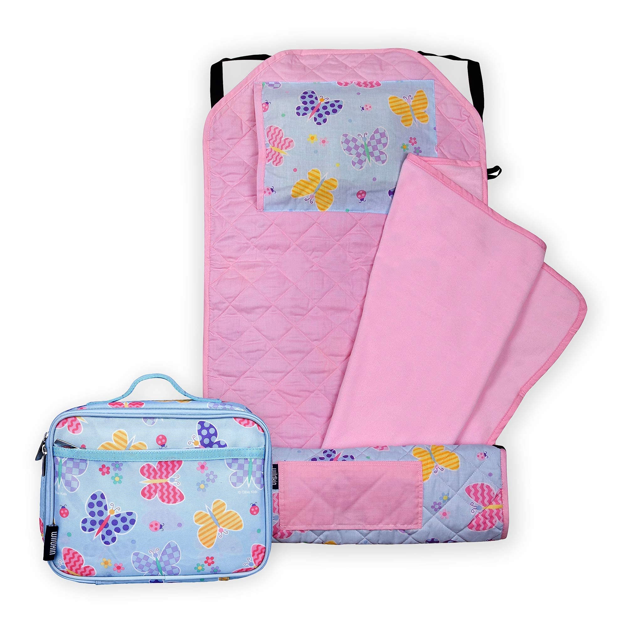 Wildkin Lunch Box Bag Bundle with Modern Nap Mat (Butterfly Garden)