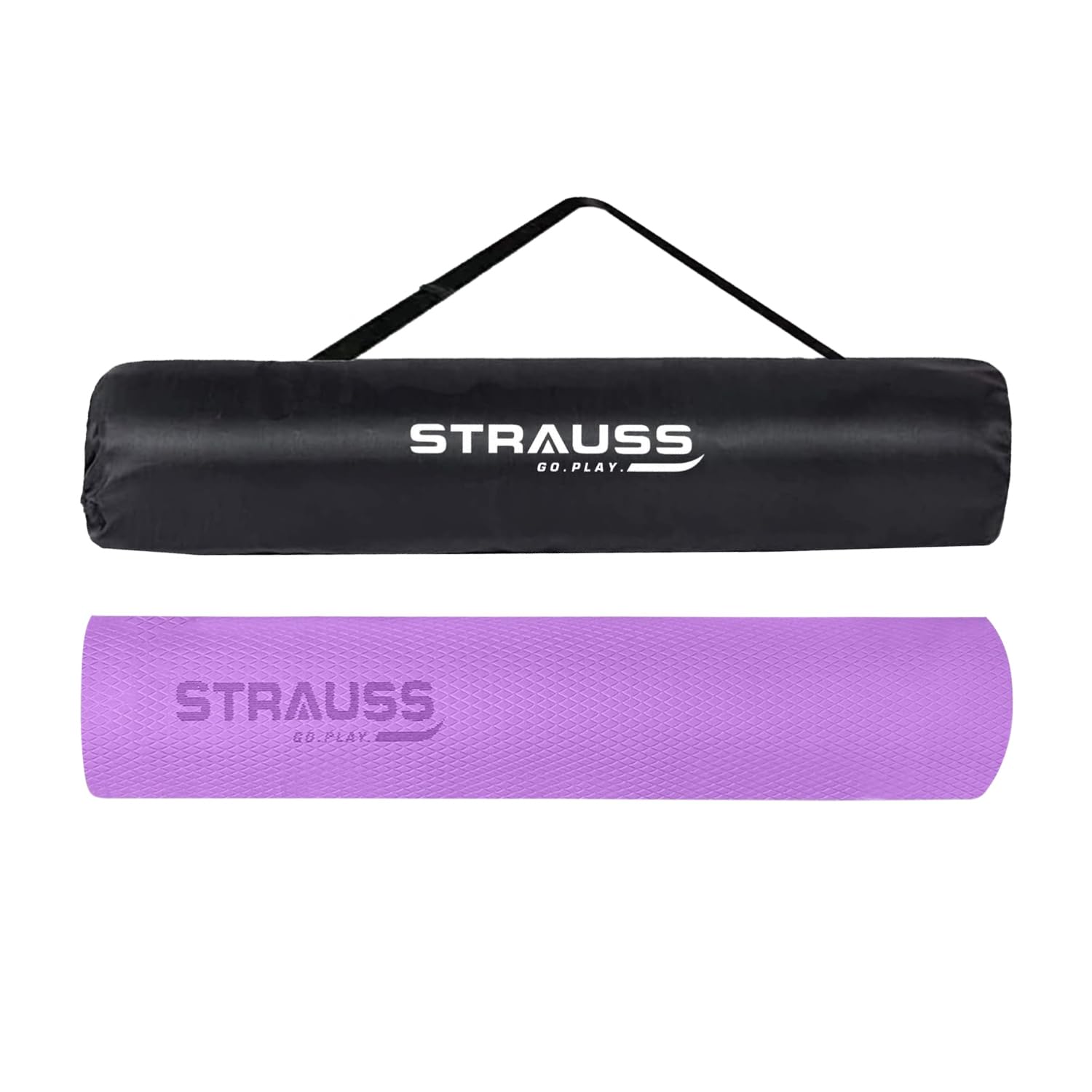 Strauss Anti Skid EVA Yoga Mat with Carry Bag, 6mm, (Grey)