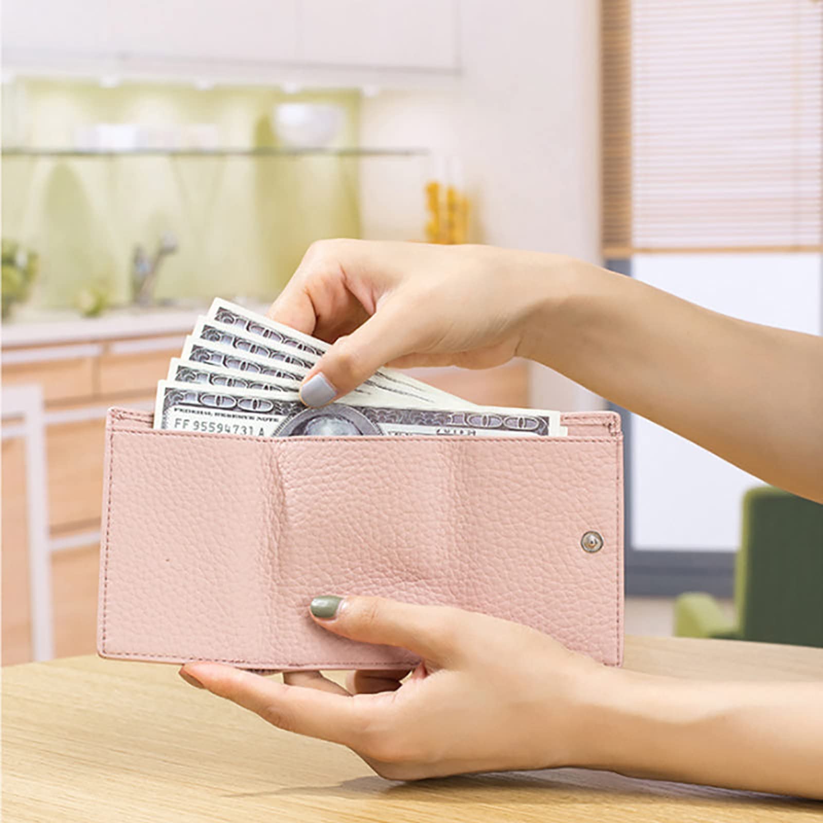 Women's Foldable Short Wallet, Handmade RFID Soft Leather Purse (10)