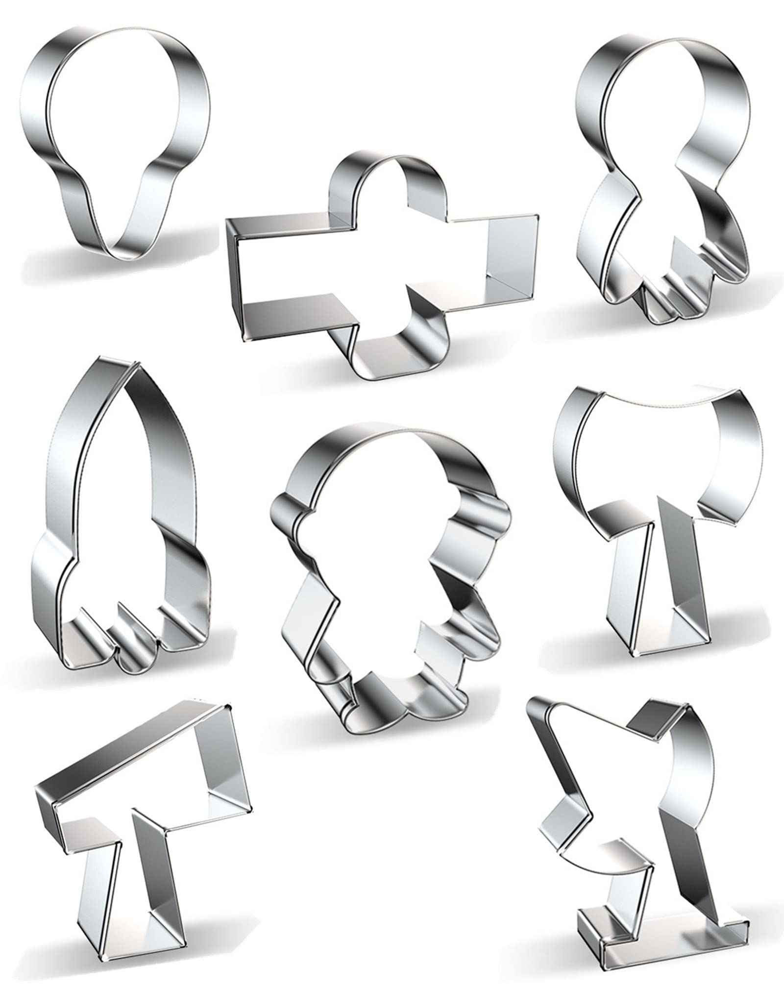 Space Alien Series Cookie Cutter Set of 8 pcs, Stainless Steel UFO Fondant Cutters Set Pastry Biscuit Baking Clay DIY Molds for Kids