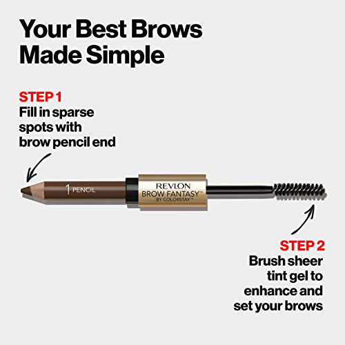Revlon Eyebrow Gel & Pencil, ColorStay Brow Fantasy 2-in-1 Eye Makeup, Longwearing with Precision Tip, 104 Dark Blonde, 0.04 Oz