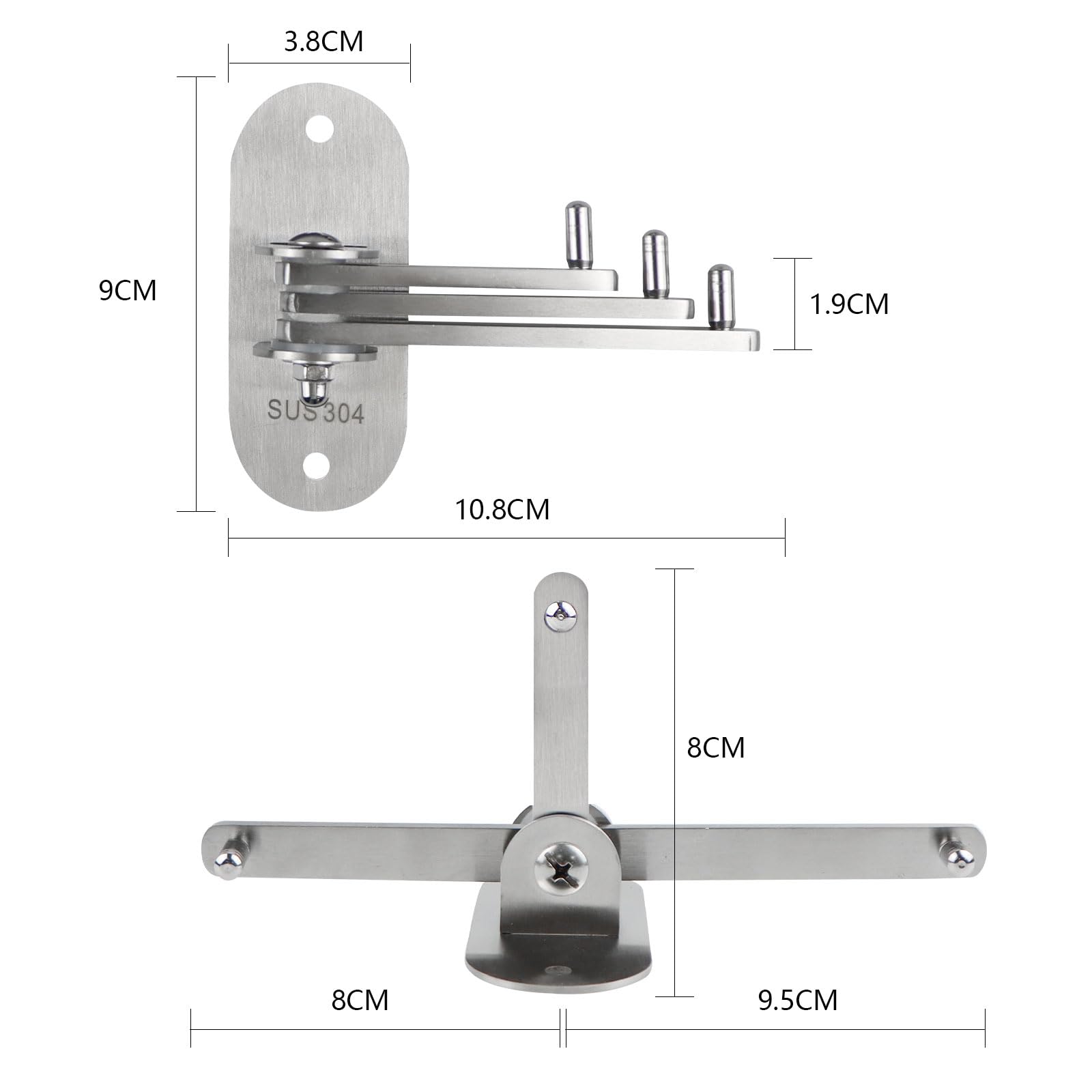 Zivisk Folding Towel Hook Solid Metal 3 Arms Foldable Swivel Hook Space Saving Wall Clothes Hanger for Bathroom, Bedroom, Laundry Room - Silver