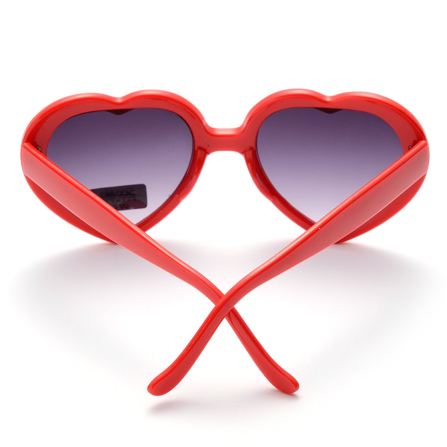 OAONNEA 6 Pack Neon Colors Party Favor Supplies Heart Shape Sunglasses (red)