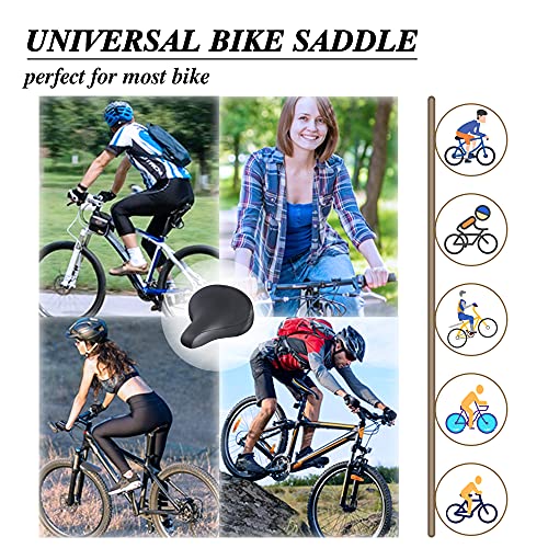 Rounexes Bike Seat Oversize Comfortable Bicycle Saddle, Extra Wide Replacement Universal Fit Outdoor Padded Memory Foam, Waterproof and Sweat Proof Bike Seat Cushion