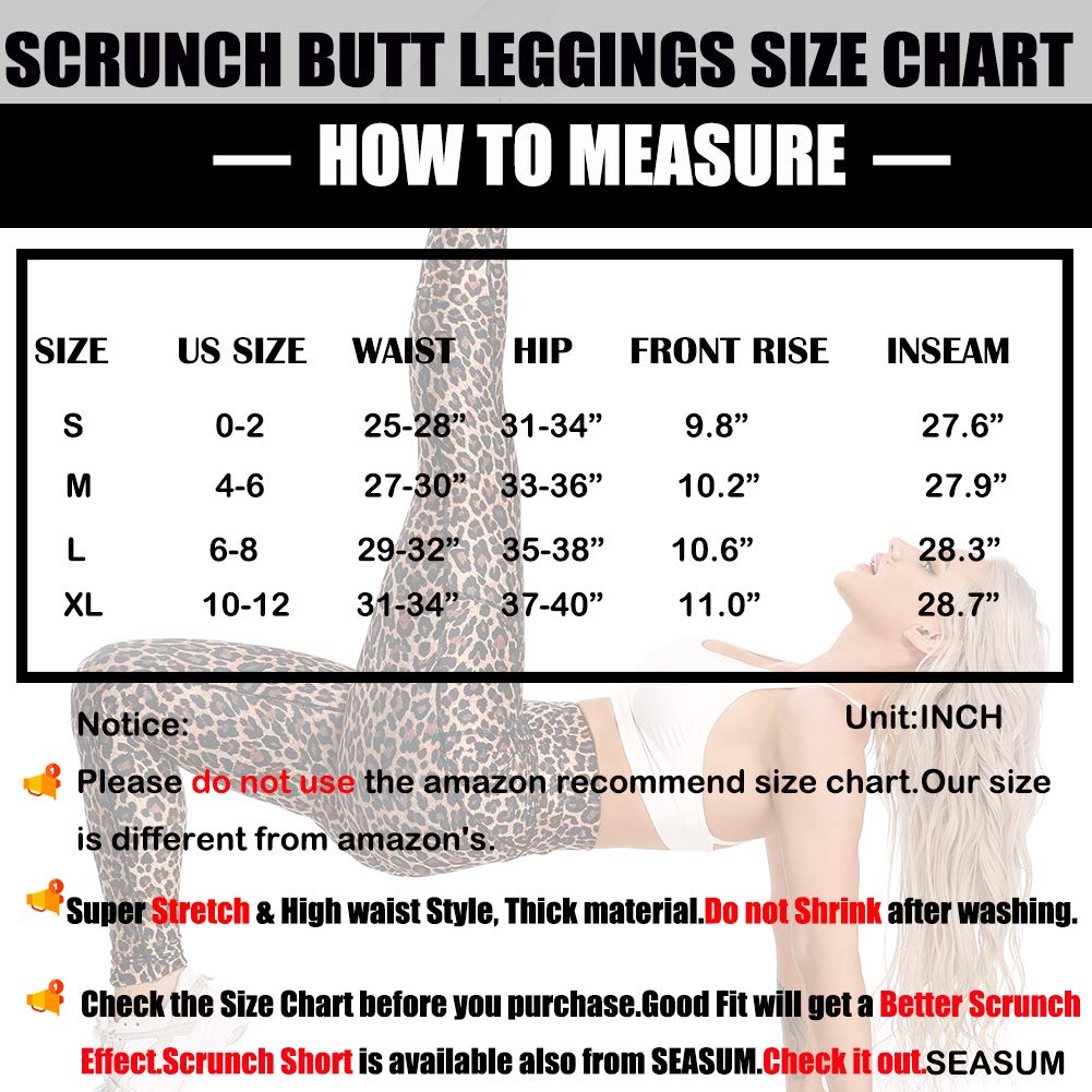 SEASUM Women Scrunch Butt Leggings High Waisted Ruched Yoga Pants Workout Butt Lifting L