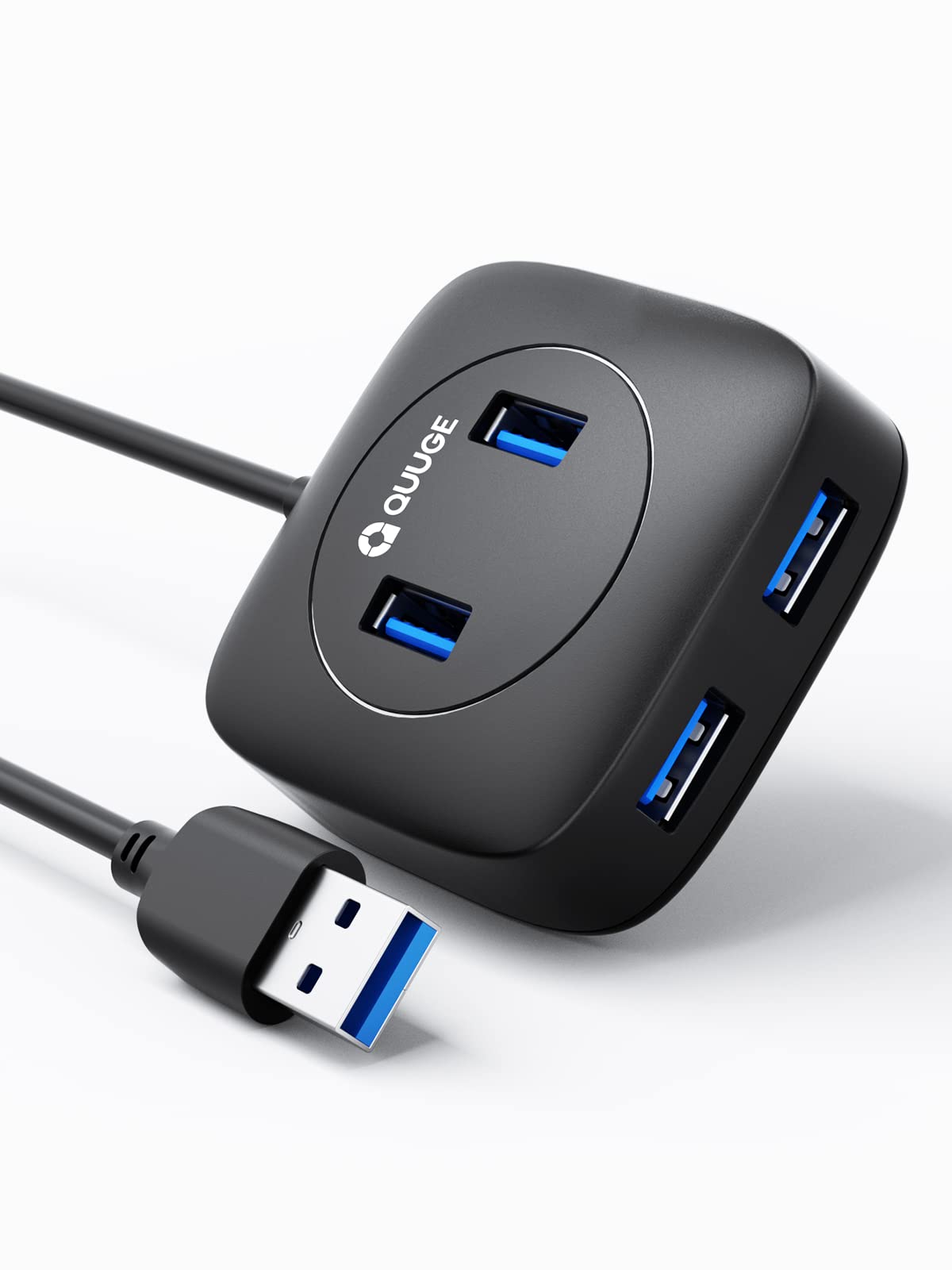 USB Hub 3.0, QUUGE 4-Port USB Splitter for Laptop [4ft Cable], Multi Port USB-A Expander with Micro Power [Fast Data Tranfer] Compatible with Keyboard, Mouse, Mobile HDD, Flash Drive, Printer PC