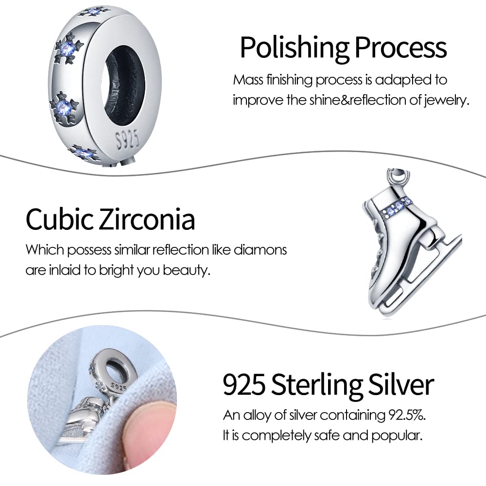 TINSLO Classic Charm For Women Charm Bracelet, 925 Sterling Silver Pendant Pendant Beaded Gift, Can Be Matched For Women