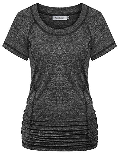 Ninedaily Activewear Tops for Women,Summer Trampoline Shirts Outside Fishing Outdoor Riding Tee Sweat Wicking Dressy Blouse Casual Basic Black Size Medium