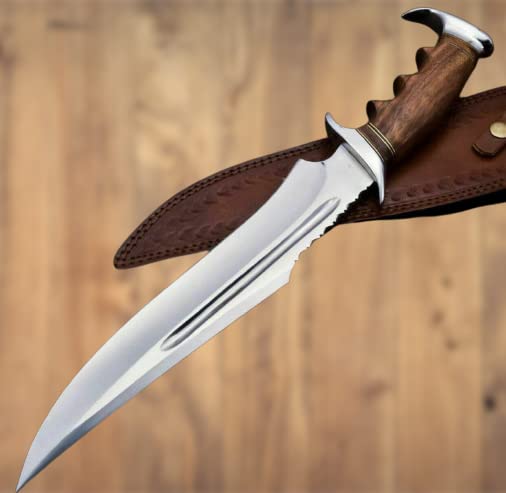 PSK115 - Custom Handmade Steel Hunting Bowie Knife - Rose Wood Handle Hunting Lover Gift