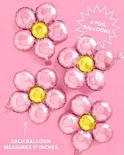 xo, Fetti Light Pink Flower Balloon Set - 4 pc | Groovy Birthday Decorations, Bachelorette, 70s Party Decorations, Baby Shower, Wedding, Photo Booth