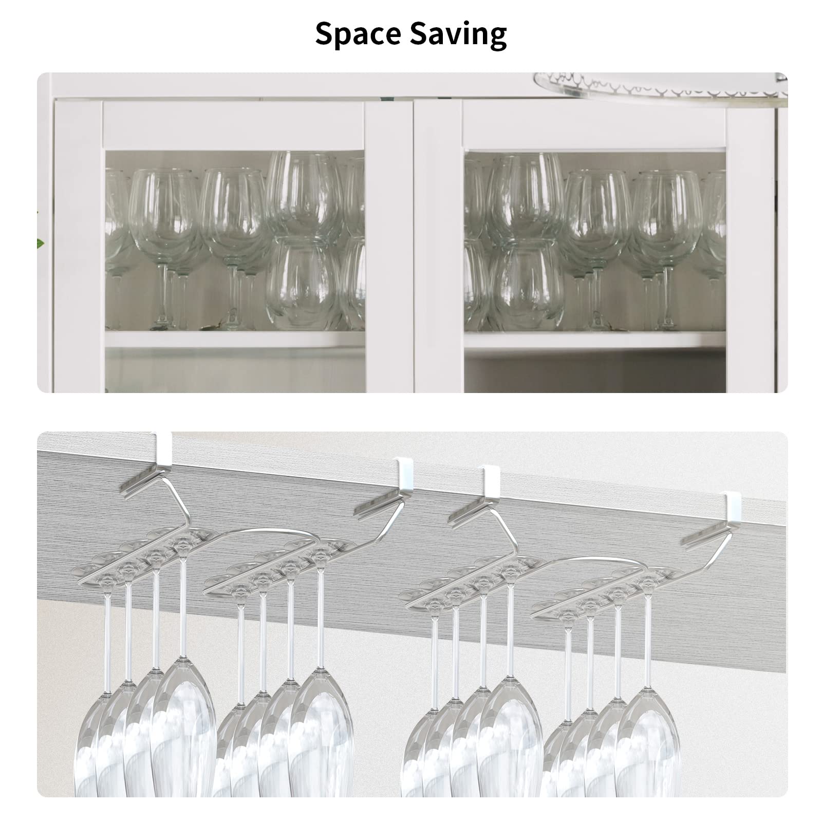 Tiilan Under Cabinet Stemware Rack, Hanging Wine Glass Holder for Kitchen, Bar, Pub - Stainless Steel, Pack of 1