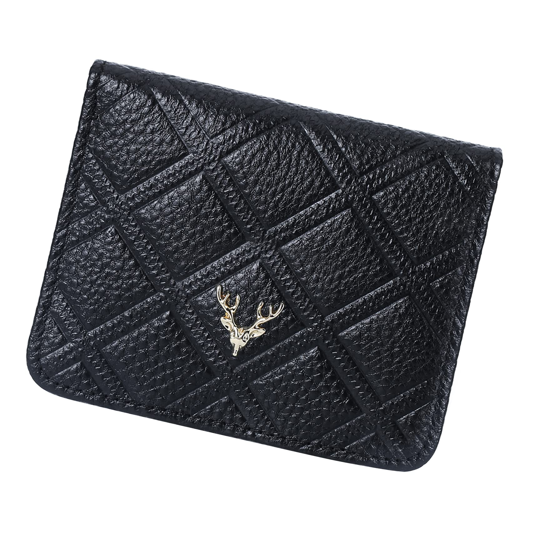 Small Wallets for Women RFID Blocking Genuine Leather Ladies Compact Bifold Pocket Wallet Mini Purse with ID Window Black-1