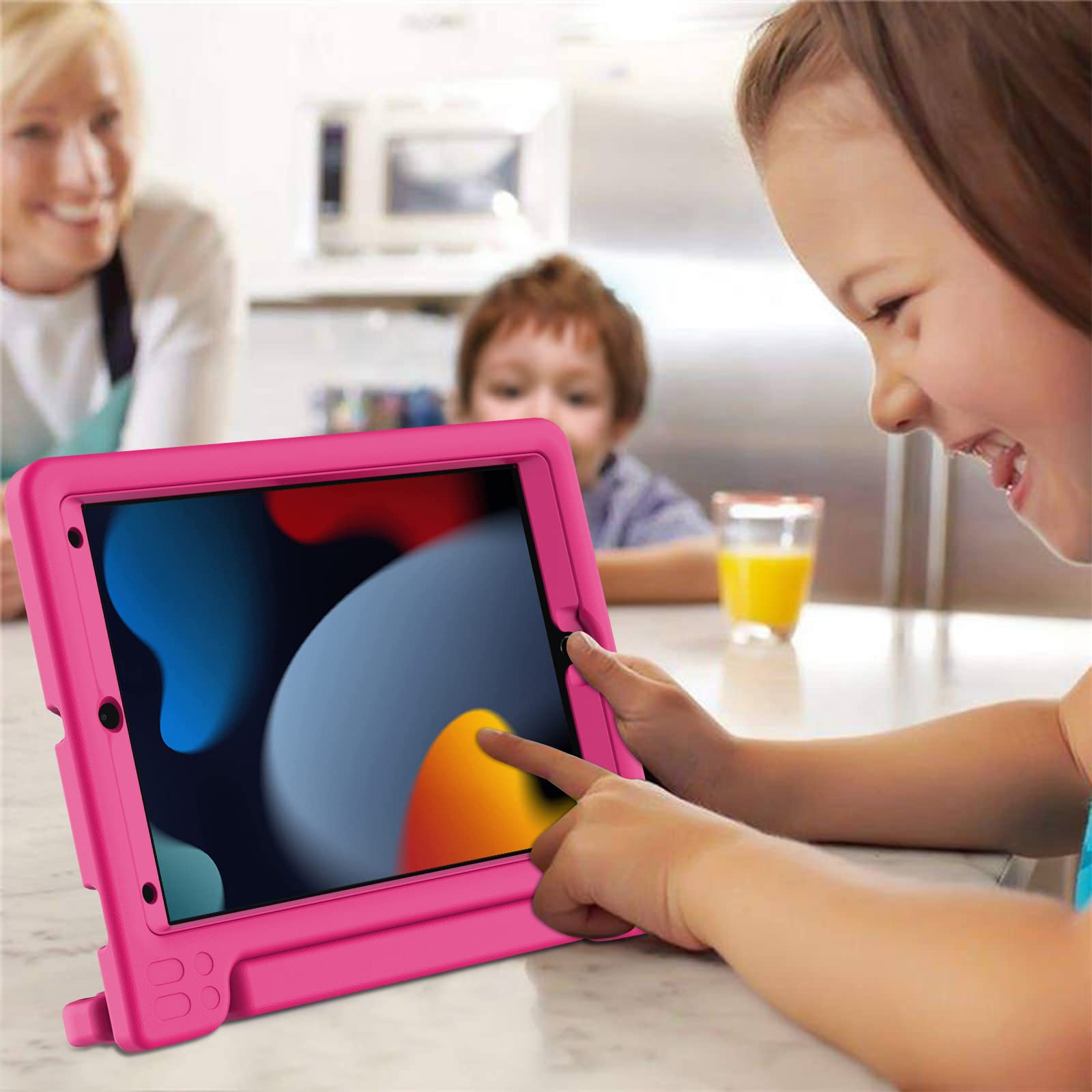 TIRIN iPad 9th/8th/7th Generation Case, iPad 10.2 Kids Case with Built-in Screen Protector, Portable Handle, Convenient Kickstand and Shockproof Cover for iPad 10.2 inch 2021/2020/2019 Model, Blue