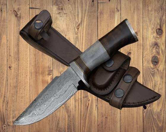 PSK180 - 9.5" inches - DAMASCUS STEEL HUNTING KNIFE, Custom Bowie Knife