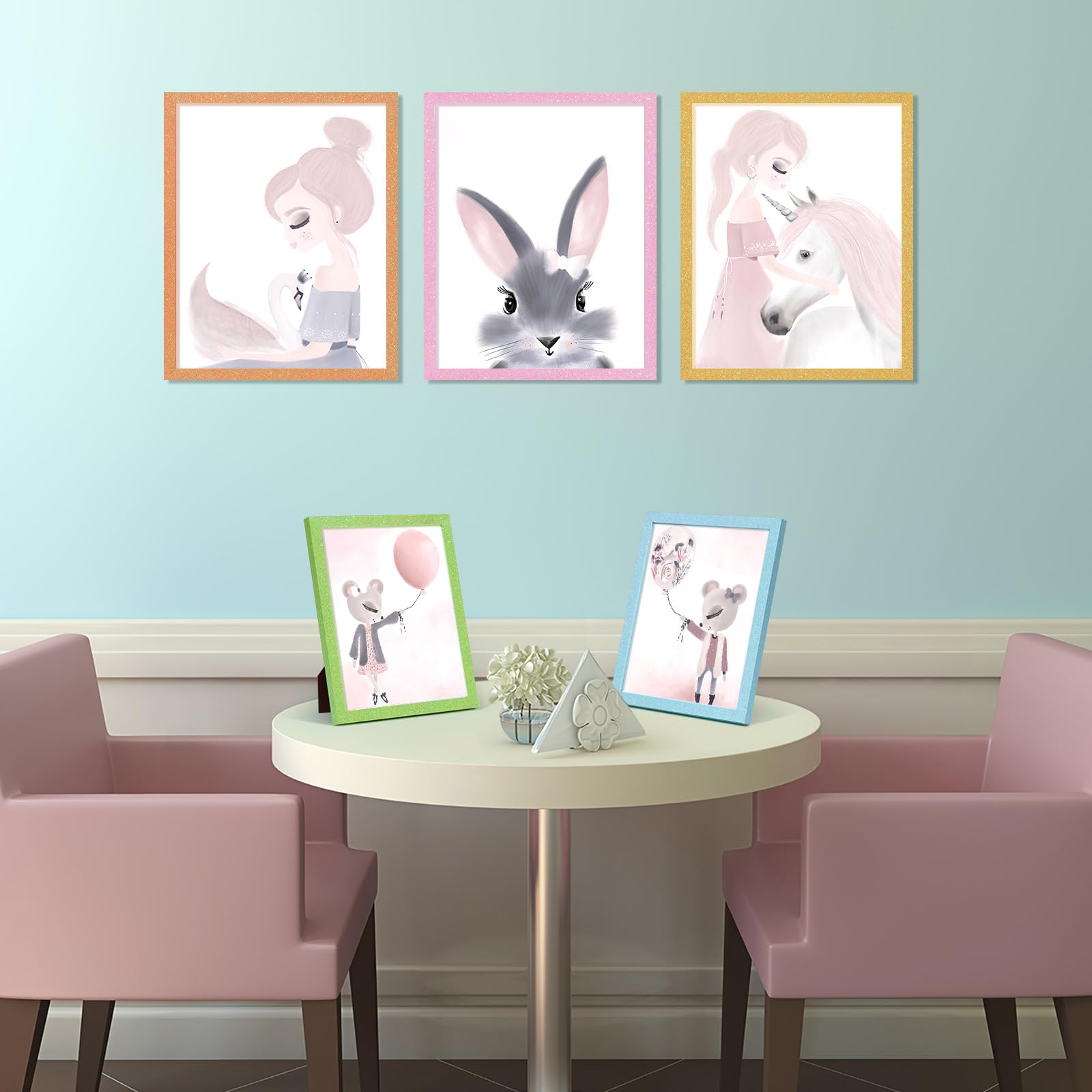 Minesaxel 11x14 Picture Frame Set of 5, Wall Gallery 11 x 14 Photo Frames, Glittering Colorful Artwork Frame
