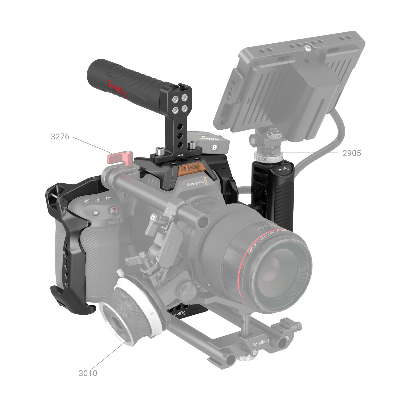 SmallRig Camera Cage Kit for BMPCC 6K Pro / 6K G2, with Camera Cage, 15mm Baseplate, Top Handle, Side Handle, Cable Clamp for HDMI, SSD Mount for BMPCC 6K Pro / 6K G2-3584