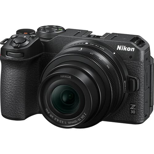 Nikon Z30 Mirrorless Camera with Nikon NIKKOR Z DX 16-50mm f/3.5-6.3 VR Lens+Handheld Grip Tirpod+LED Light+Photo Software+Shot-Gun Microphone(13PC) Bundle