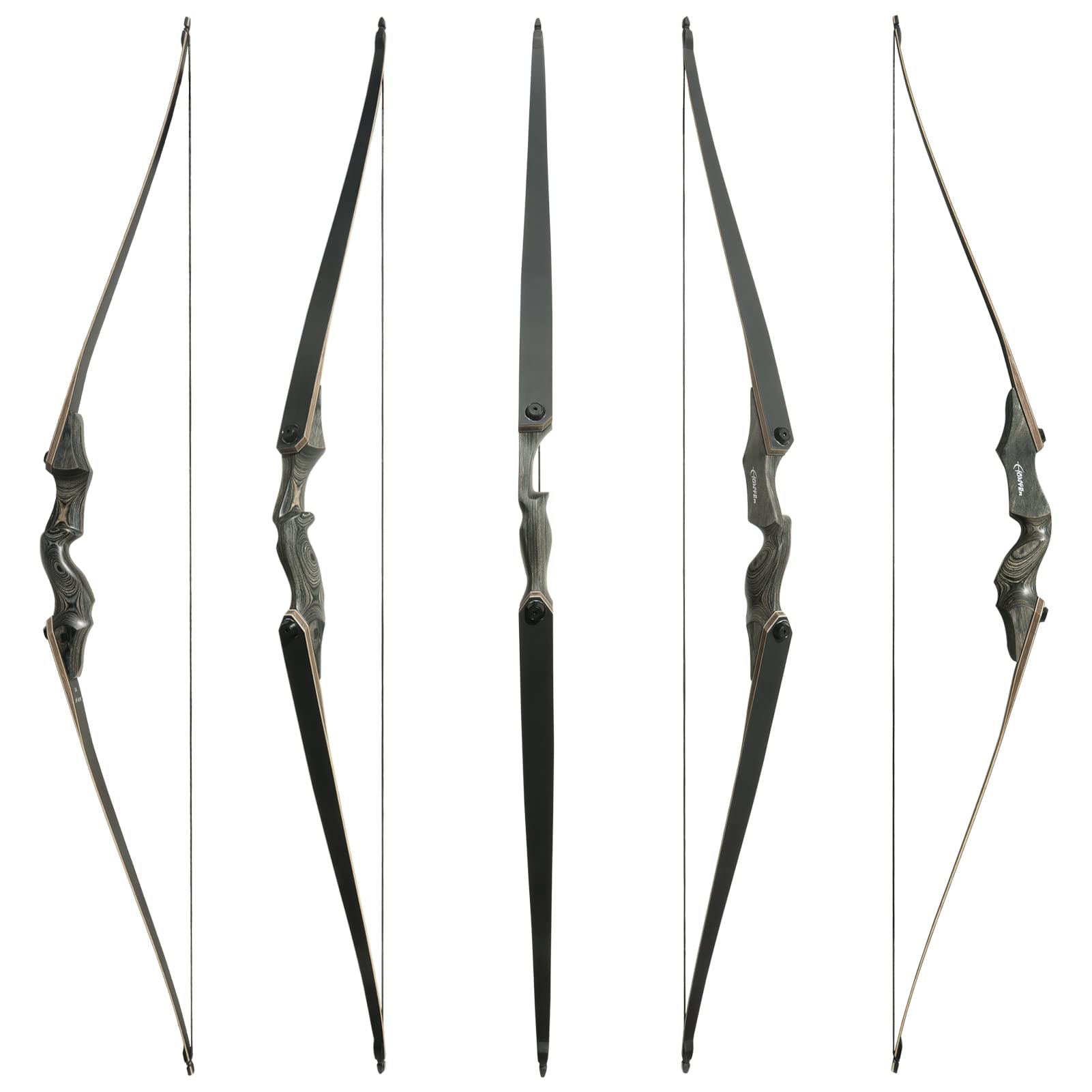 Obert Black Hunter Archery Takedown Recurve Bow American Longbow Adult Right Hand Hunting Wood Bow 60",60lbs Target Practice