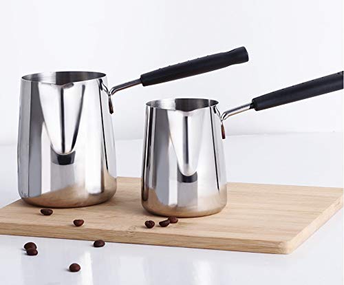 Turkish Coffee Pot, Greek Coffee Pot, Hot Chocolate Pot, Cezve, Ibrik, Briki, Milk Warmer, Butter and Chocolate Melting Pot, Percolator, contemporary design, 20 oz (600 ml) capacity, chrome