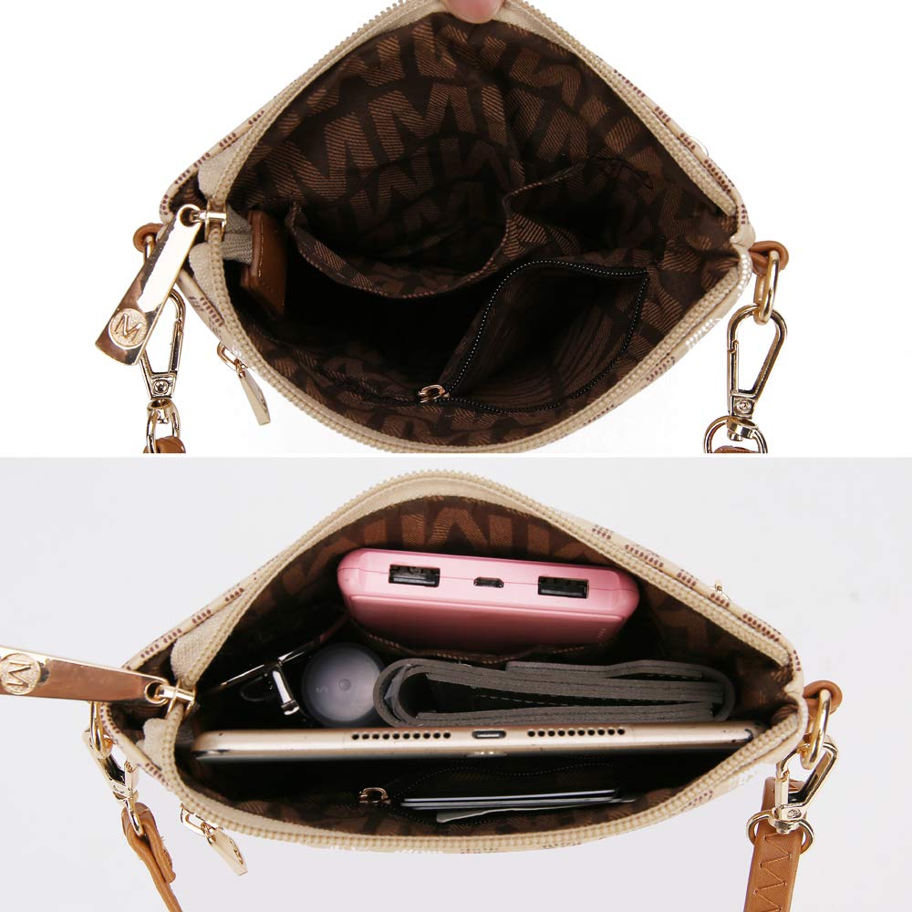 MKF Crossbody Bags for Women, Wristlet Strap β PU Leather Shoulder Handbag β Small Crossover Messenger Purse, Black
