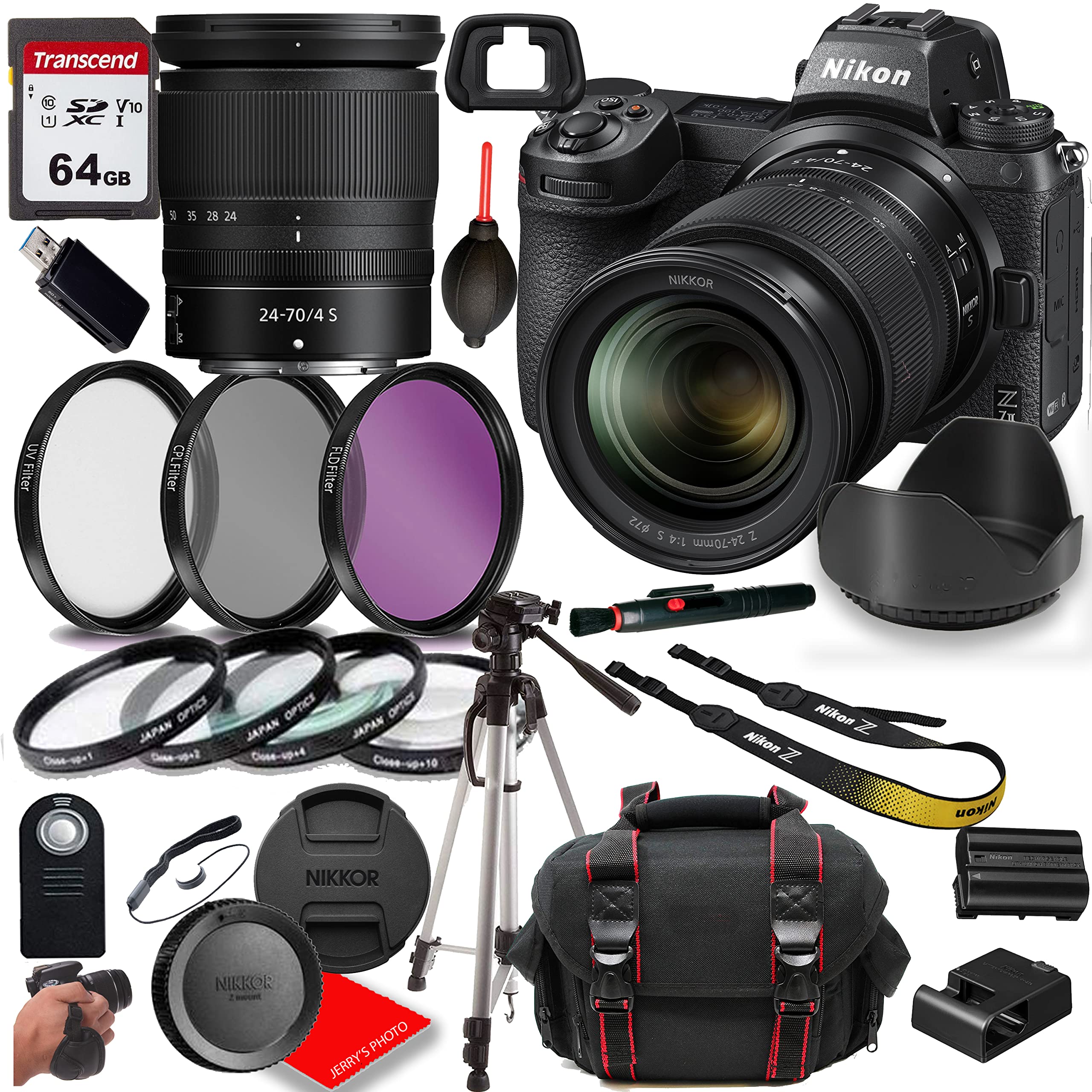Nikon Z7 II Mirrorless Camera with 24-70mm f/4 Lens + Case + 64GB Memory(26pc)