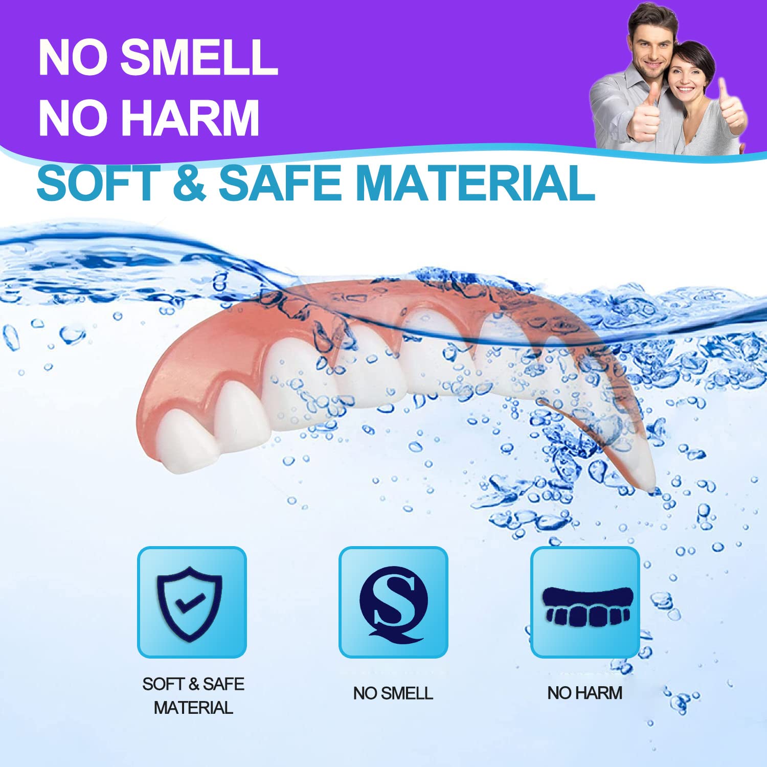 YUANDAN Fake Teeth, 2 PCS Dentures Teeth for Upper and Lower Jaw, Nature and Comfortable, Protect Your Teeth and Regain Confident Smile A1 White