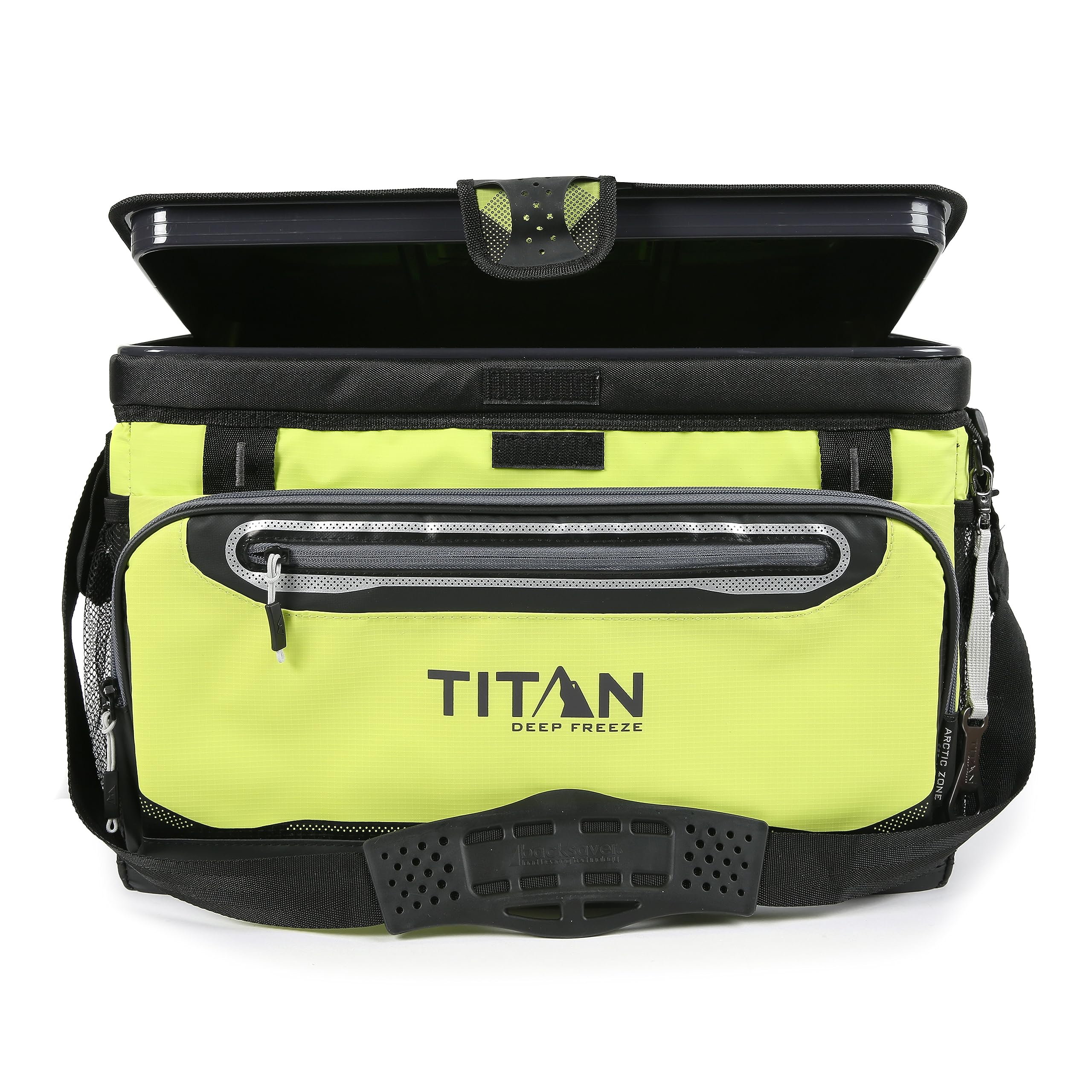 Titan Deep Freeze Cooler - 48 Can Zipperless Hardbody Cooler - Deep Freeze Insulation, HardBody Liner, and SmartShelf - Blue Lagoon