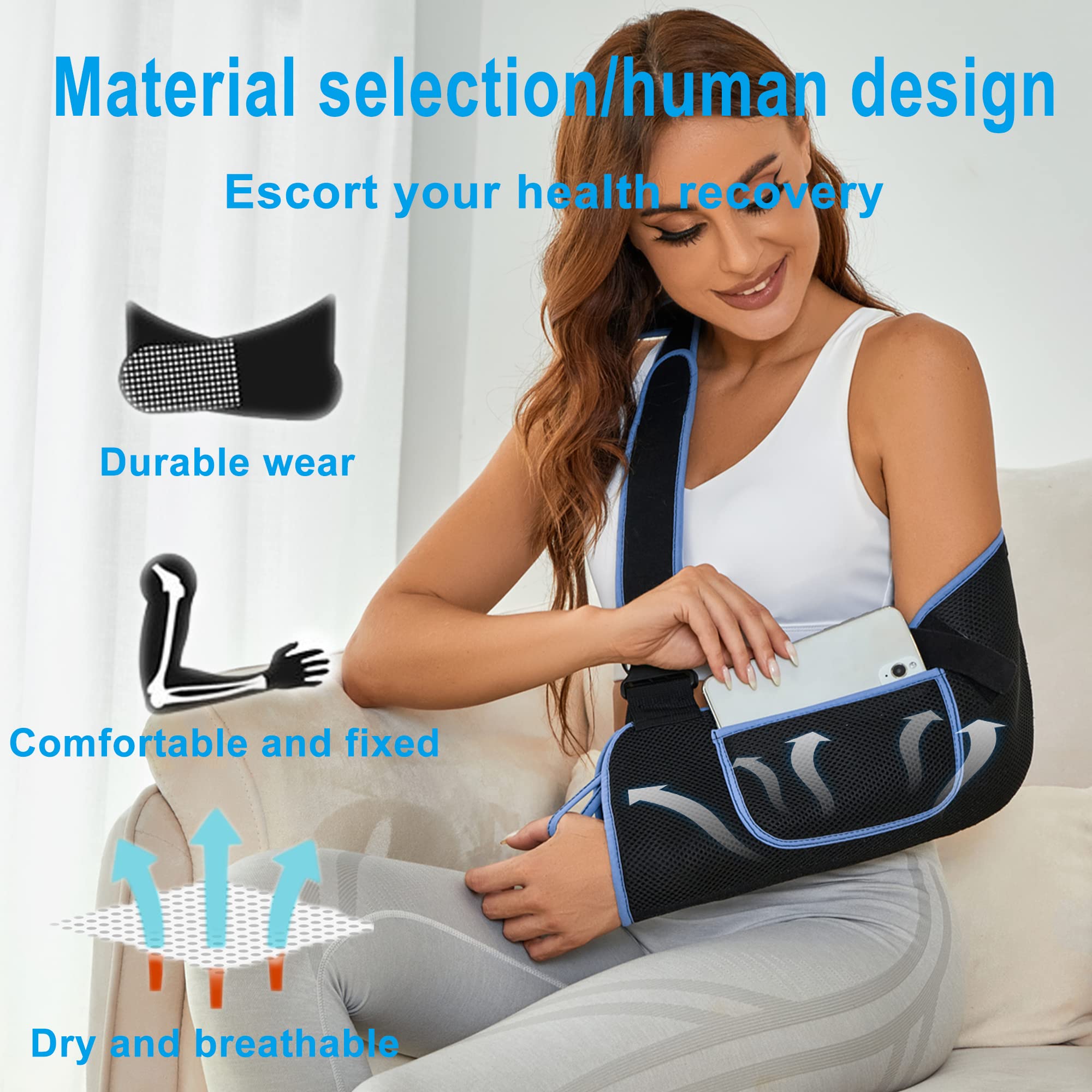 VISKONDA Arm Sling Shoulder Immobilizer-Rotator Cuff Support Brace-Comfortable Medical Sling for Shoulder Injury,Left and Right Arm,Men and Women,for Broken,Dislocated,Fracture,Strain(Large)