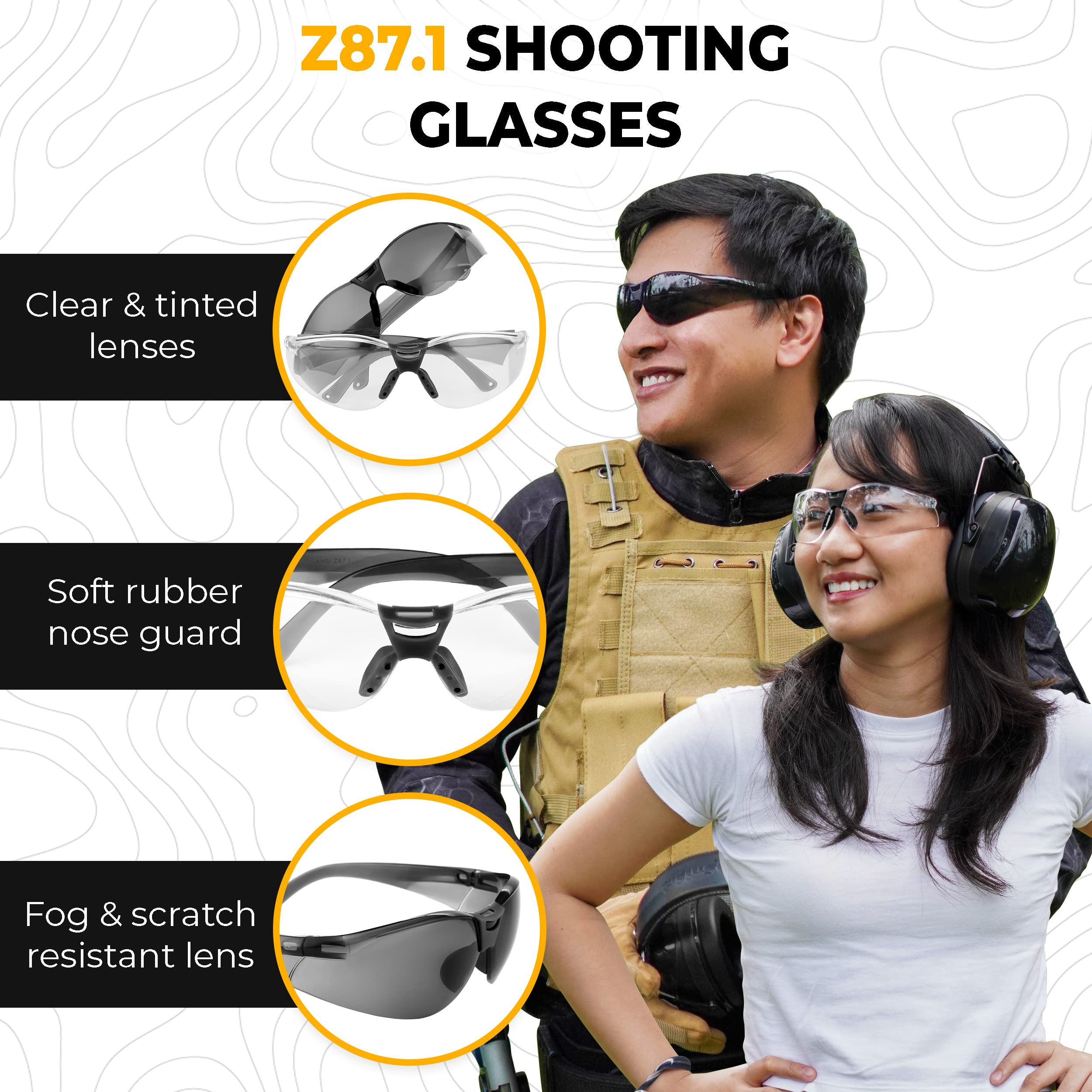 TradeSmart Gun Range Protection Duo Kit - Purple and Grey Shooting Eye and Ear Protection for Women and Men, U.S. Certified