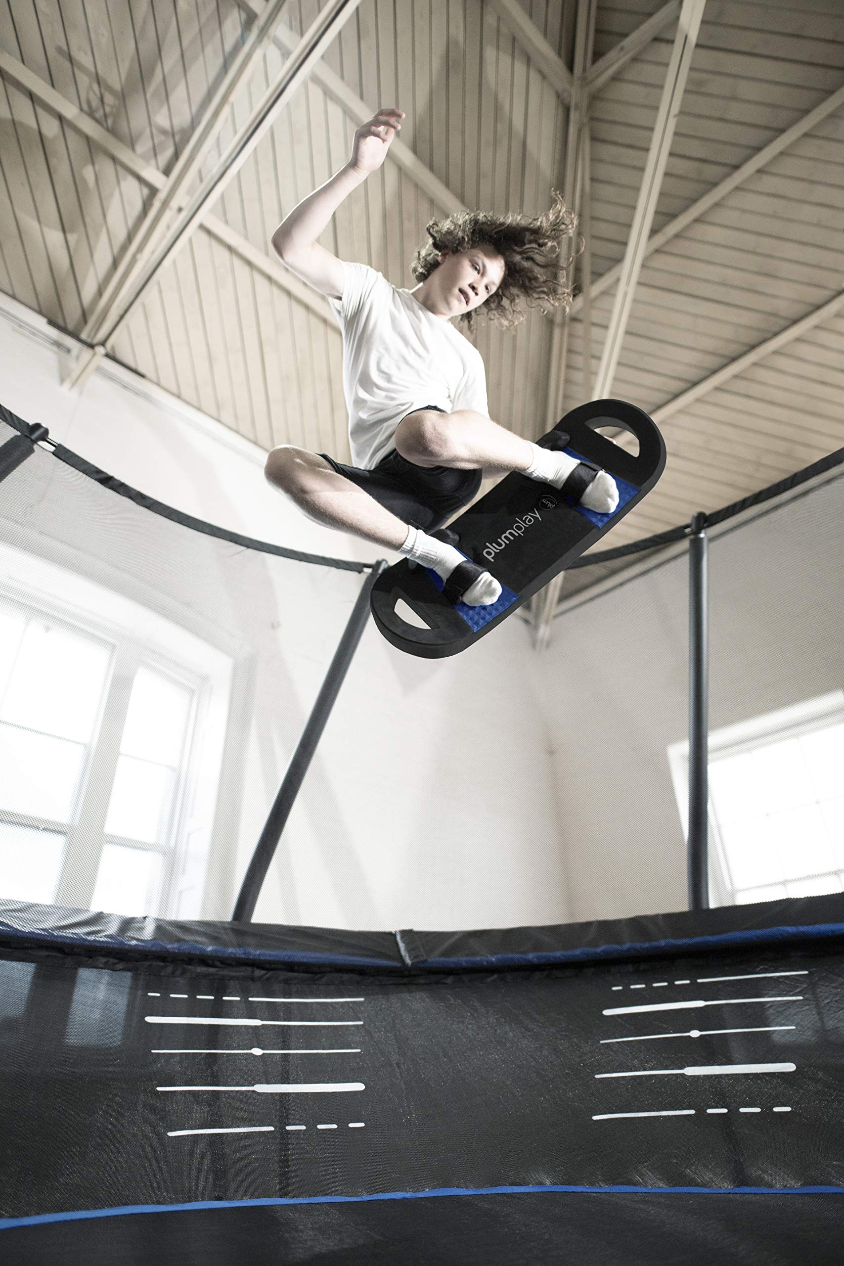 Plum Trampoline Board - Trampoline Skills and Training Board - Fun Bounce Board - Great Trampoline Accessories for Ages 6 +, Black, 0.87x0.33x0.12