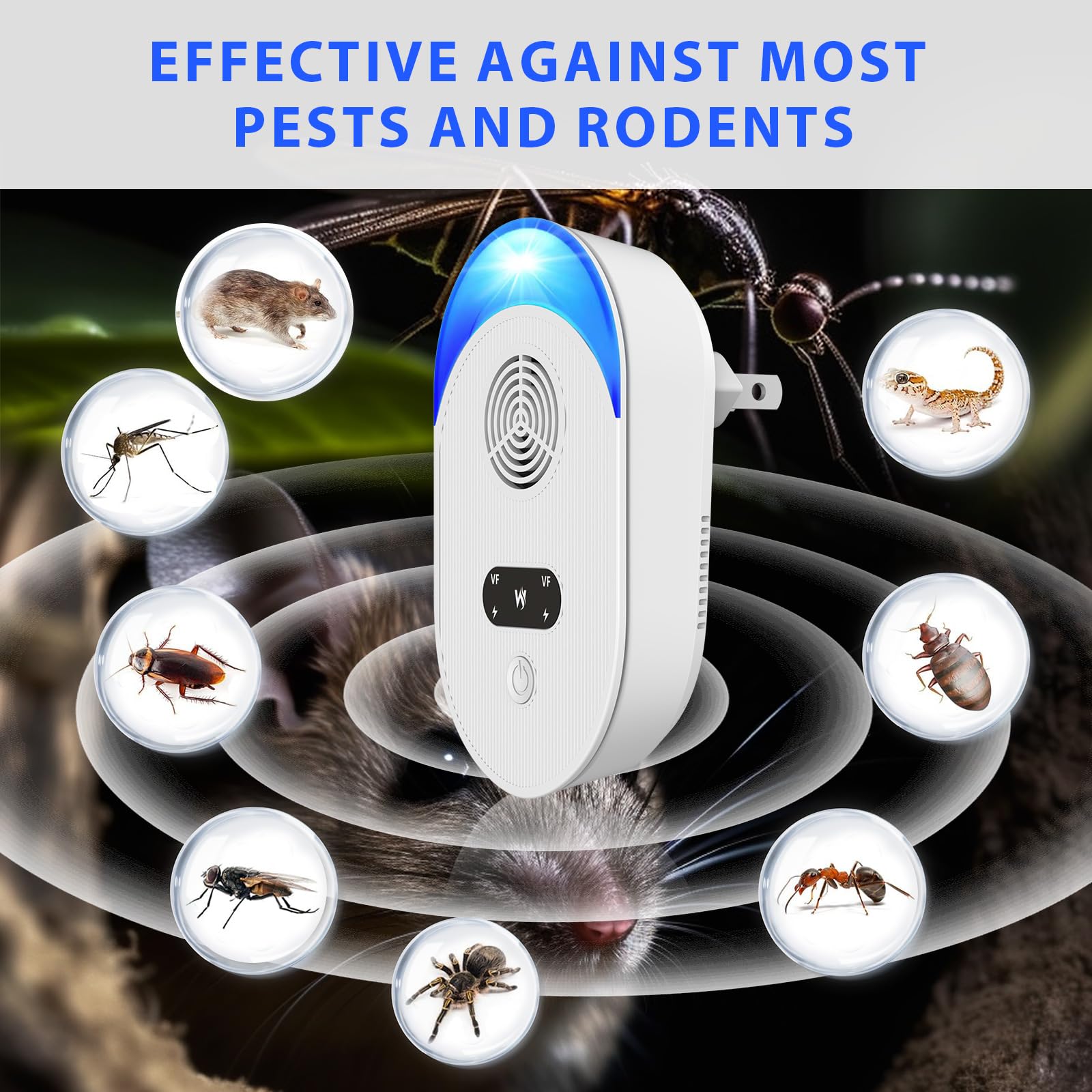 Ultrasonic Pest & Mouse Repeller 6 Packs, 2024 Ugraded Indoor Pest Control, Ultrasonic Pest Repellent, Indoor Pest Control for Home, Kitchen, Office, Hotel, Warehouse