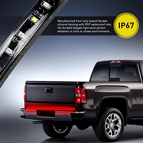 Nilight 48”/49” LED Tailgate Light Strip 90 LED Red/White for Running Light Brake / Turn Signal / Reverse Light,2 Years Warranty