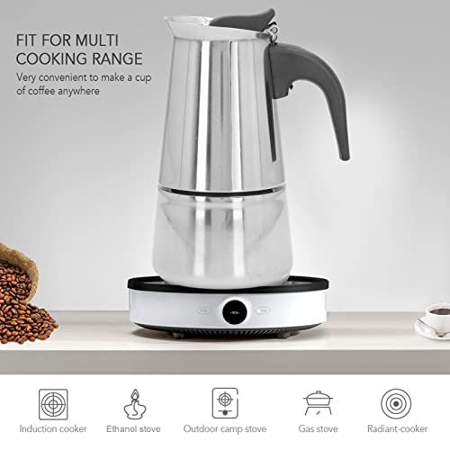 TOTITOM Stovetop Espresso Maker, Moka Pot, Italian Coffee Maker, Classic Cafe Percolator Maker, Stainless Steel Moka Cafe Pot Maker for Home Office Use(02)
