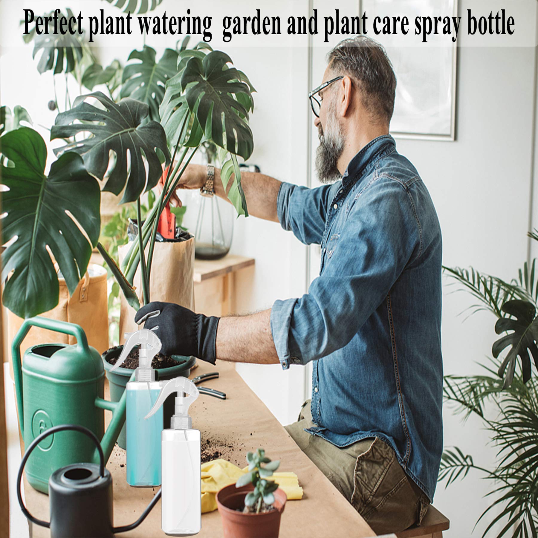 Plastic Empty Spray Bottles 8 oz(8Pack) Clear Hair Mister Spray Bottles Leak Proof Plant Water Spray Bottle Trigger Squirt Bottles for Cleaning Solutions,Essential Oils,Gardening with 2 Funnels