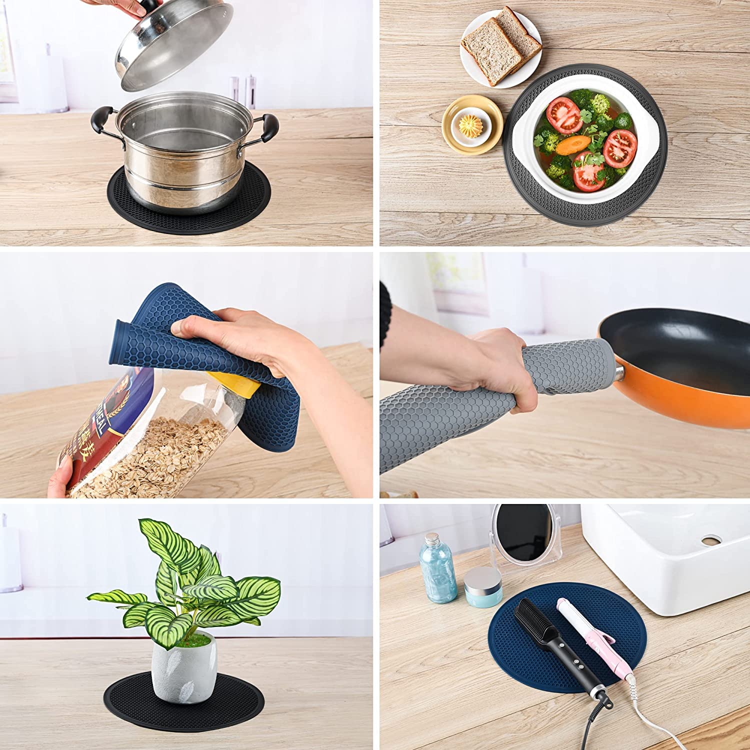 Silicone Microwave Mat Heat Resistant Multifunctional Mat, Splatter Guard, Trivet, Hot Pad, Pot Holder Round 12 Inch, 1 Pcs
