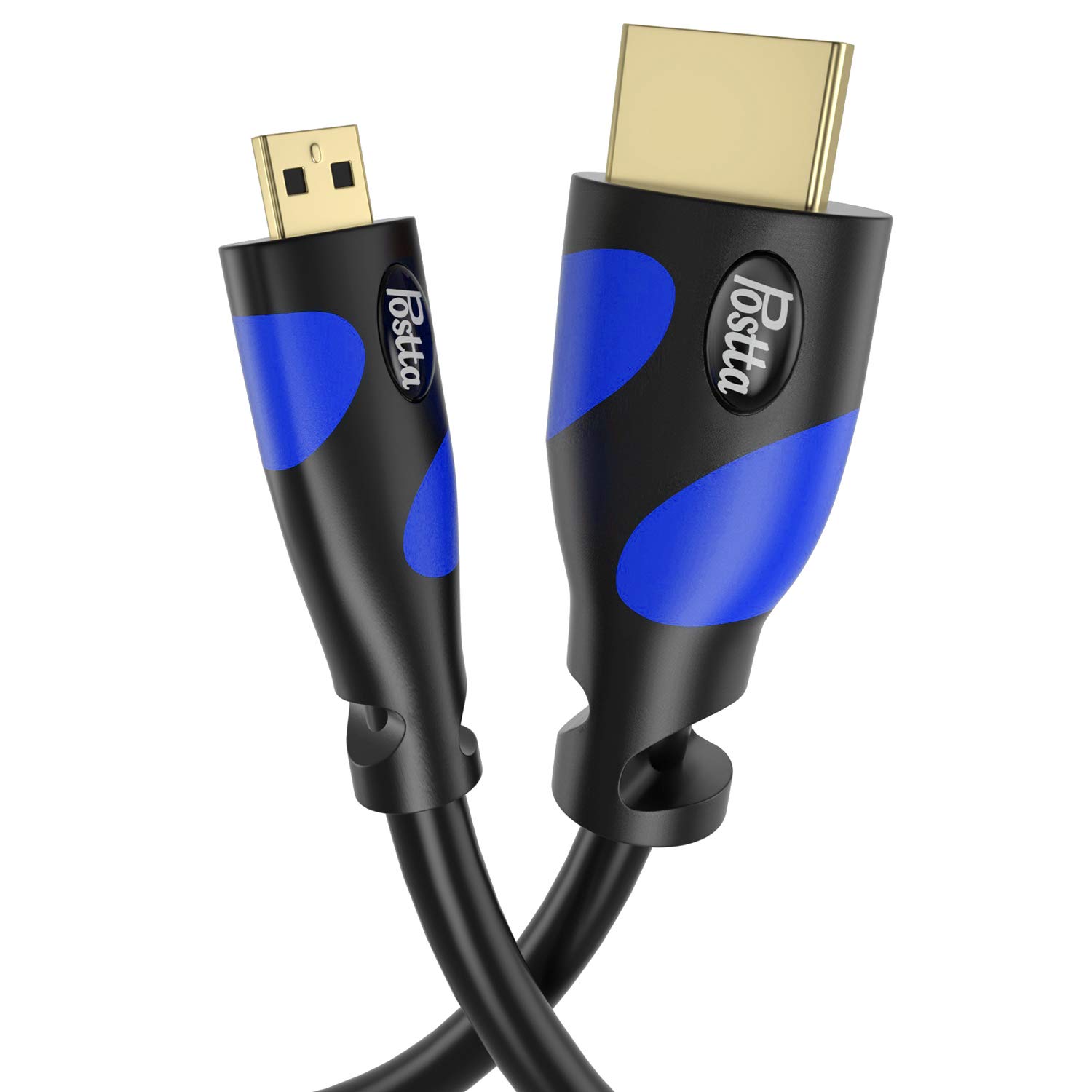 Postta Micro HDMI Cable 3 Feet Micro HDMI to HDMI Adapter Cable Support 4K,1080P,3D,Ethernet-Blue