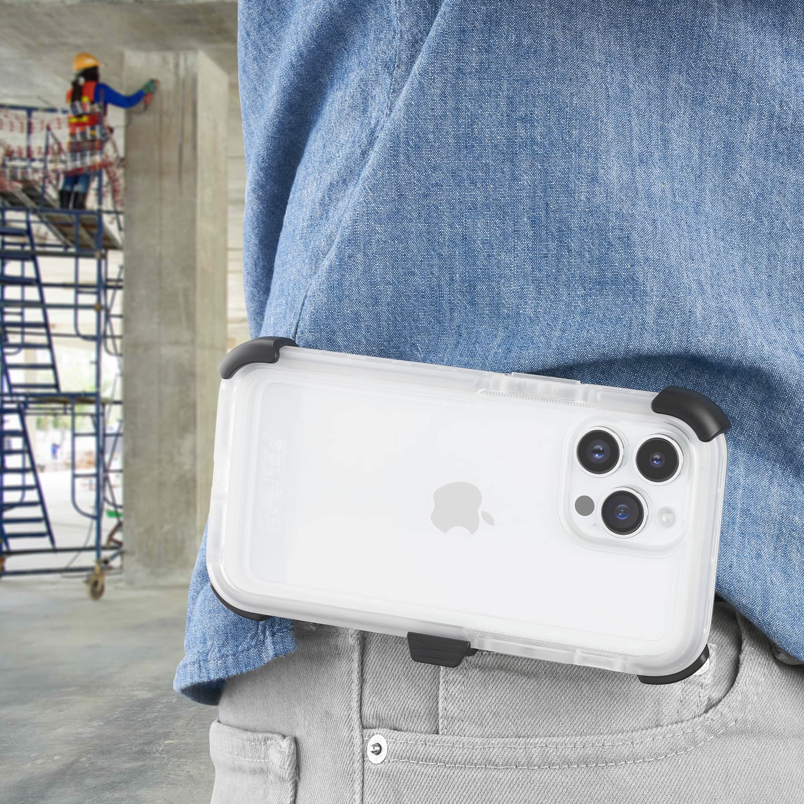 Pelican Voyager Series - iPhone 13 Pro Case - 18ft Military Grade Drop Protection, Compatible with Wireless Charging - With Belt Clip Holster - Heavy Duty, Rugged, Anti Yellowing - Clear