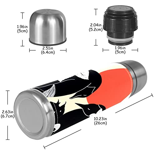 Stainless Steel Leather Vacuum Insulated Mug Penguin Thermos Water Bottle for Hot and Cold Drinks Kids Adults 16 Oz