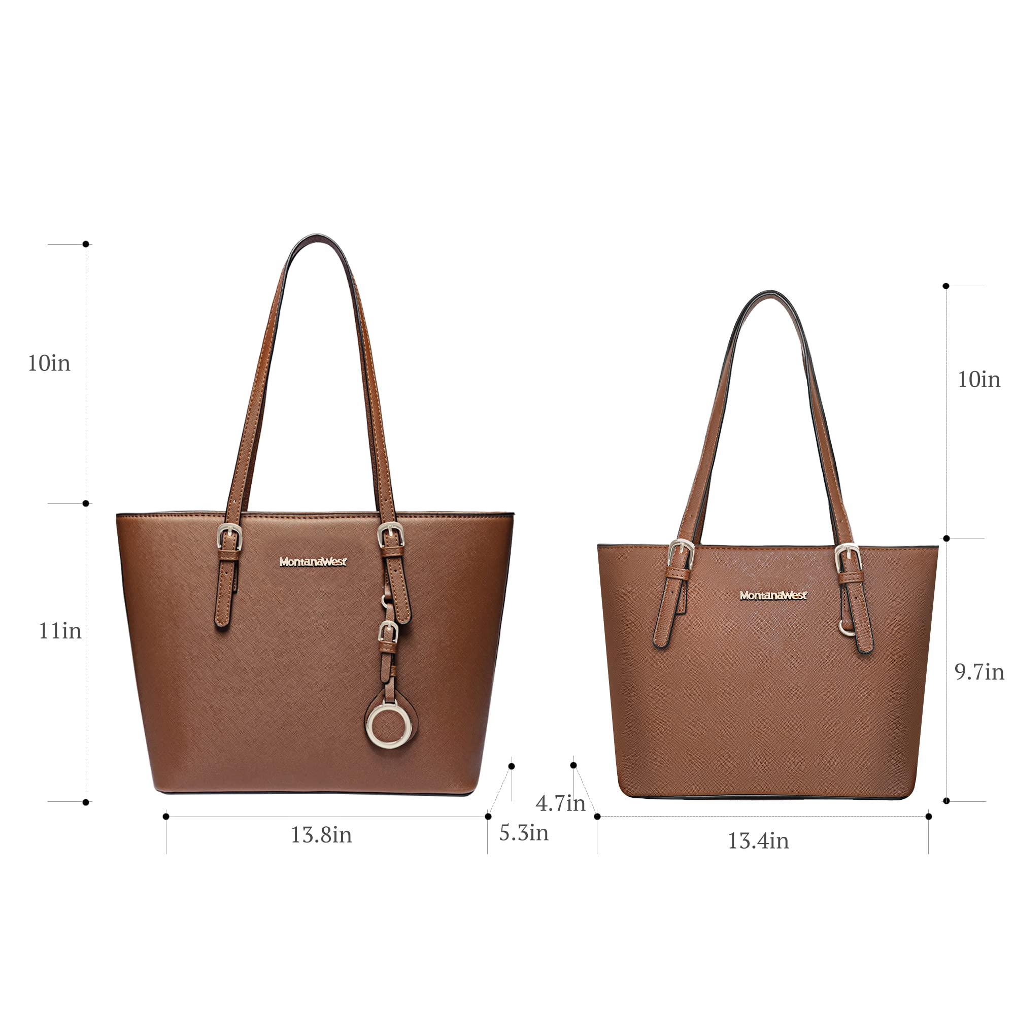 Montana West Tote Handbag for Women Vegan Leather Shoulder Bag Large and Medium 2PCS Purses Set MWC2-G030BR