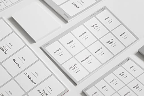 v2croft Spice Jar Labels,140 pcs Minimalist Preprinted White Sticker Black Text, Farmhouse Modern Waterproof Label Organization for Glass Bottles Containers, Herb Seasoning, Kitchen Pantry