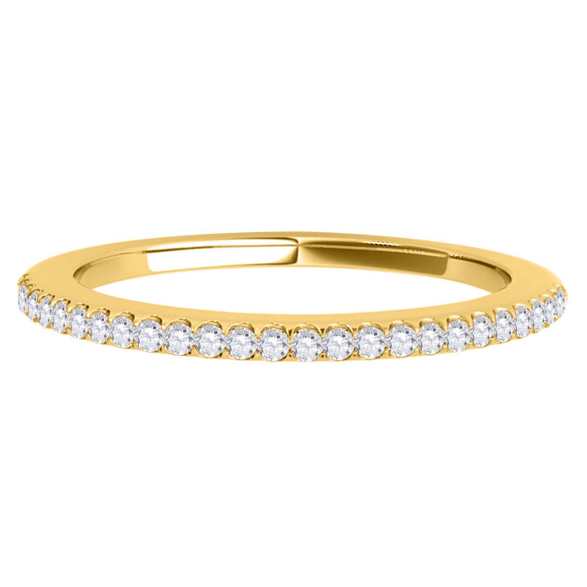 MauliJewels Rings for Women 0.14 Carat Diamond Wedding Band 4-prong 14K Solid Yellow Gold Ring Size - 6