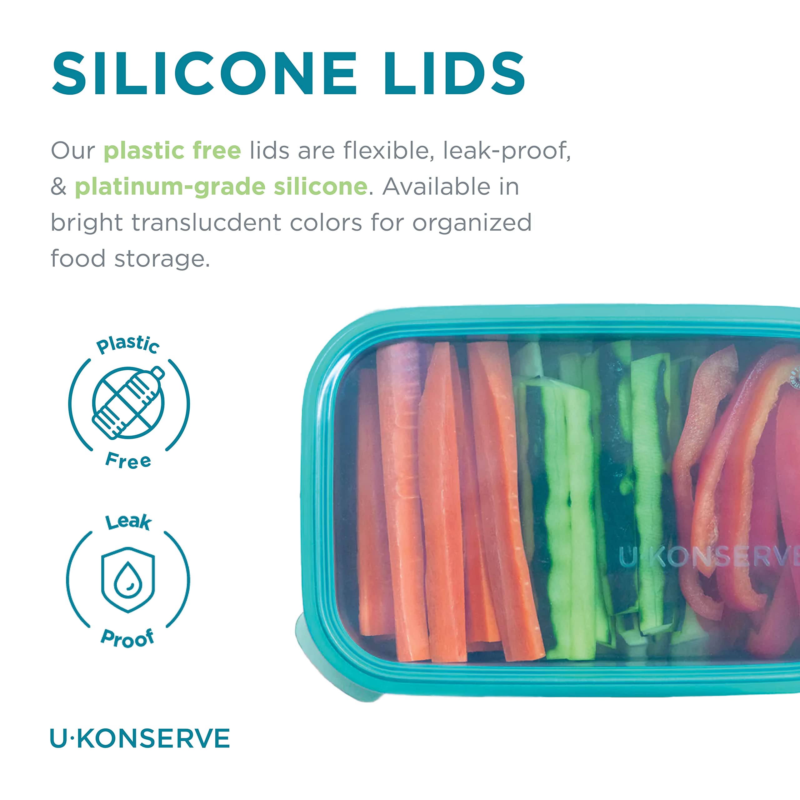 U Konserve Stainless Steel Rectangle Food Storage Bento Box Container, Leak Proof Silicone Lid Dishwasher Safe - Plastic Free, (45oz Clear)