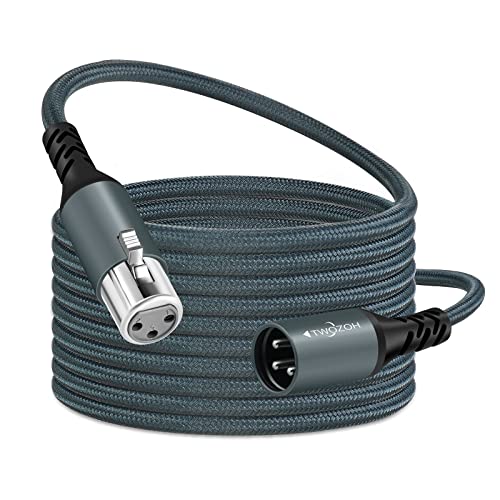 Twozoh XLR Cables 15FT, Braided Balanced 3Pin XLR Male to XLR Female Audio Microphone Cable (Professional/HiFi)