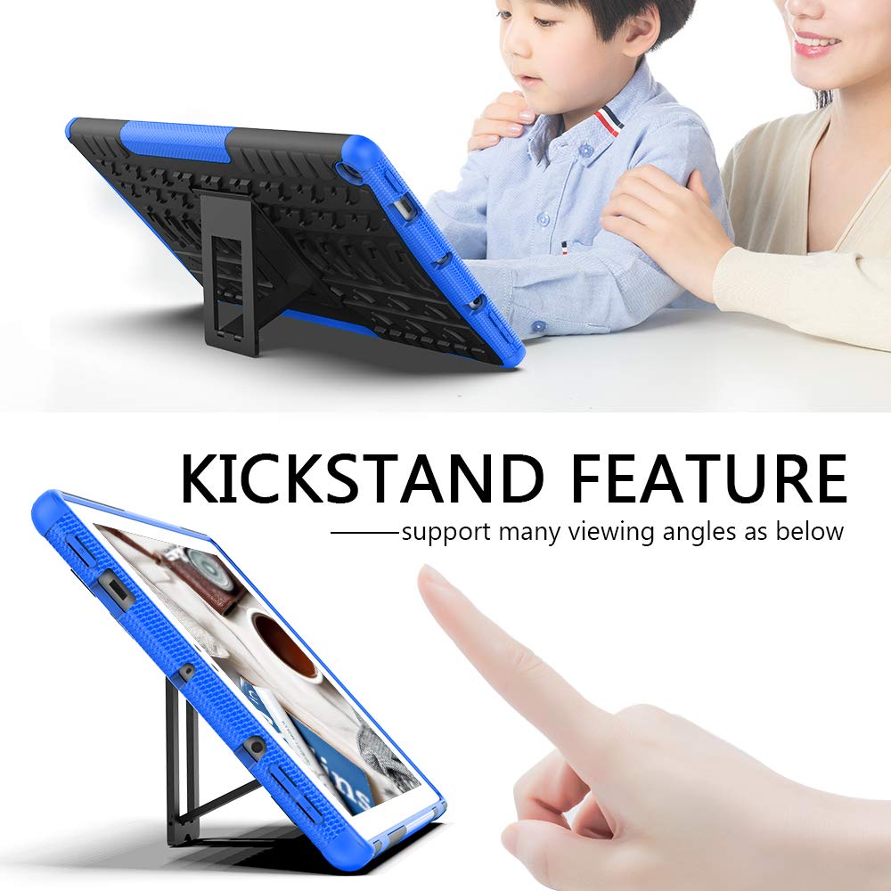 ROISKIN for Amazon Fire HD 10 Tablet Case (2019/2017 Released 9th/7th Generation), [Kickstand Feature] Dual Layer Heavy Duty Shockproof Impact Resistance Protective Case for Kindle Fire HD 10,Blue