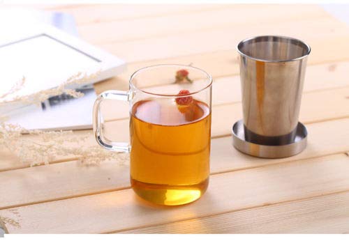 SAMADOYO High Grade Glass Tea Cup Home or Office Teacup W/t 304# Stainless Steel Infuser & Lid Borosilicate Glass SAMA S049A S050A (S050A-500ML)