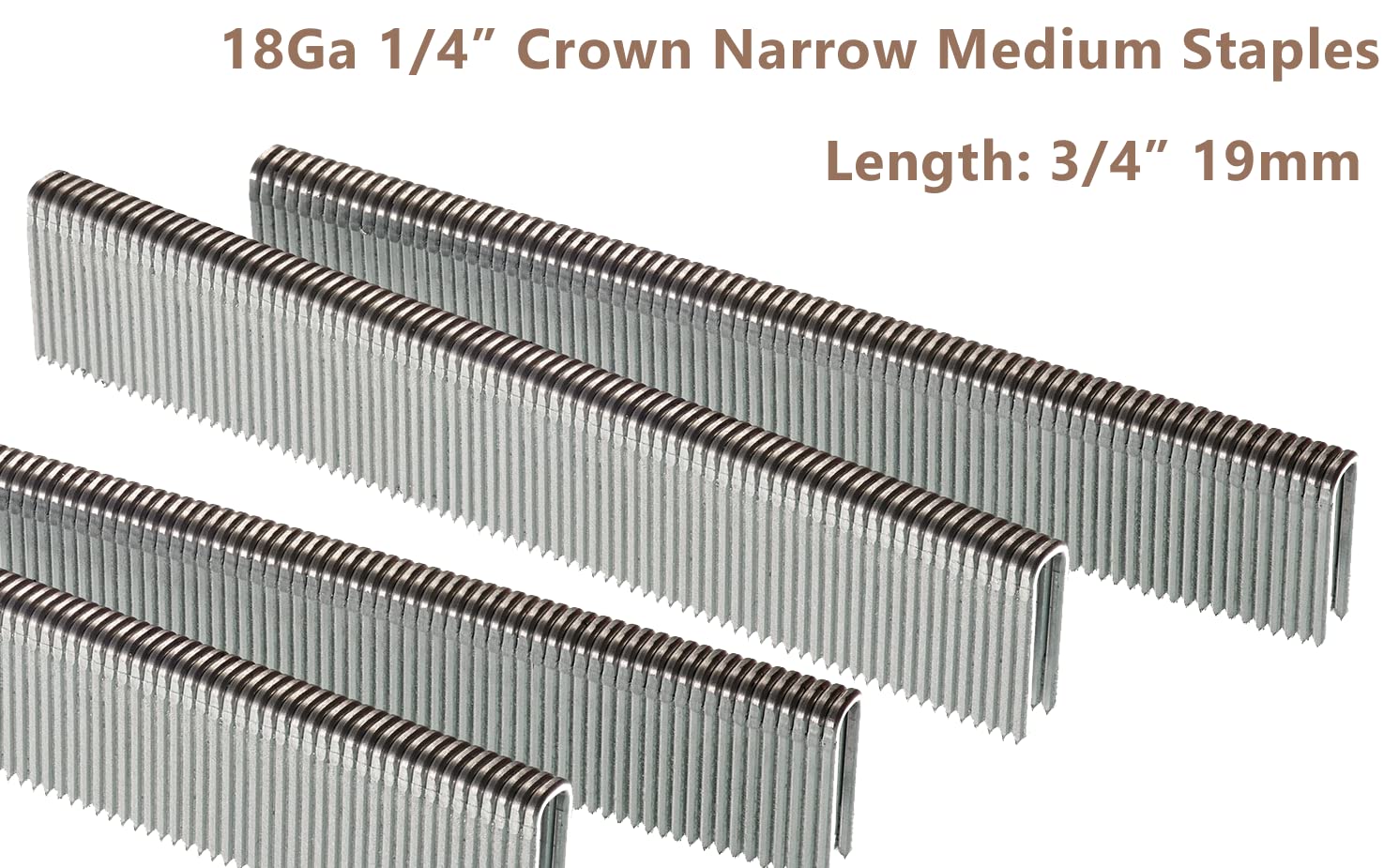 Unicatch 18 Gauge 18Ga Narrow Crown Staples 1/4'' 6.5mm Medium Crown 3/4'' 19mm Long in Length L19 L11 Staples (5,000 pcs)