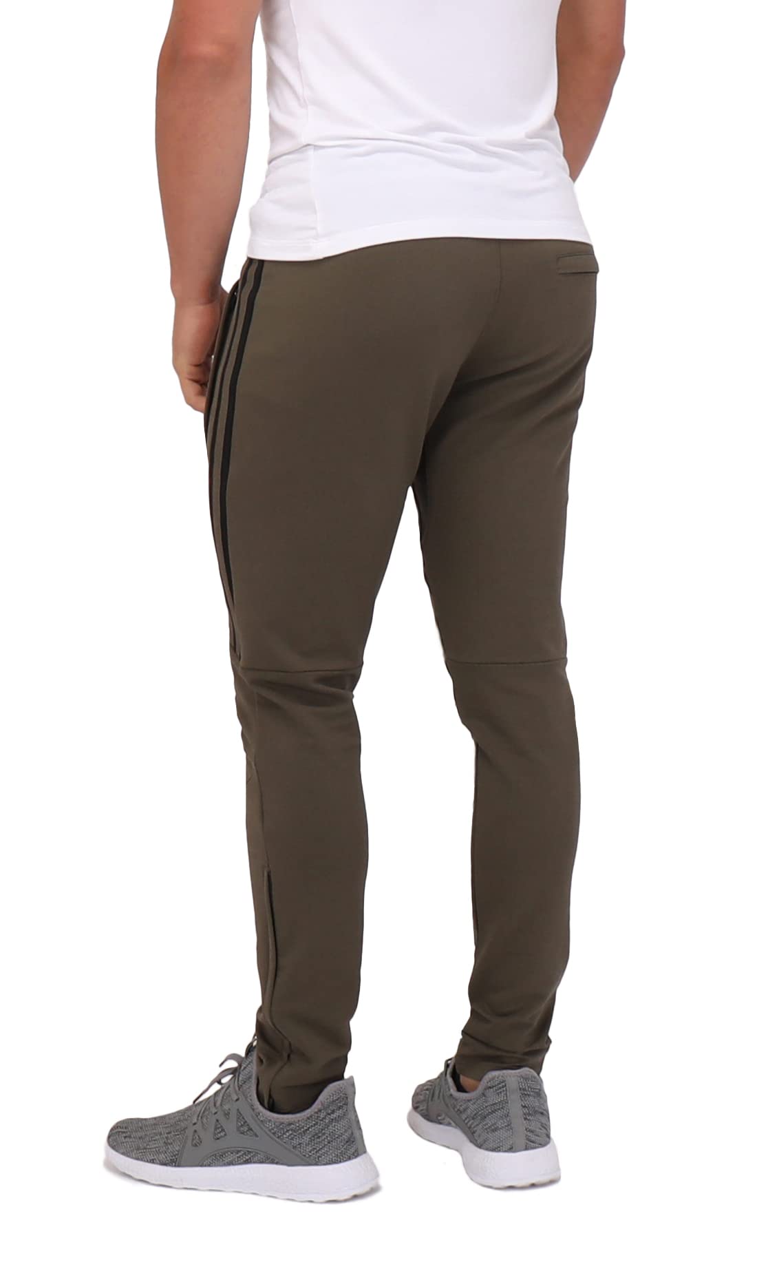 SCR SPORTSWEAR Men's Joggers Ultimate Flex Track Jogging Running Pants Mens Sweatpants Work Out Pant with Zipper Pockets 30/33/36 Tall Long Inseam (L/36L,KGR/B-K849)